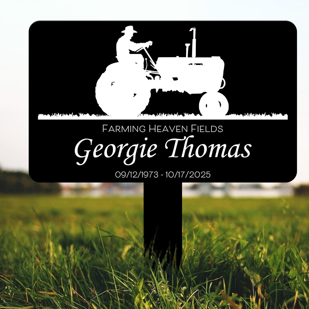 Memorial Sign for Farmers: Customizable "farming Heaven Fields" Metal ...