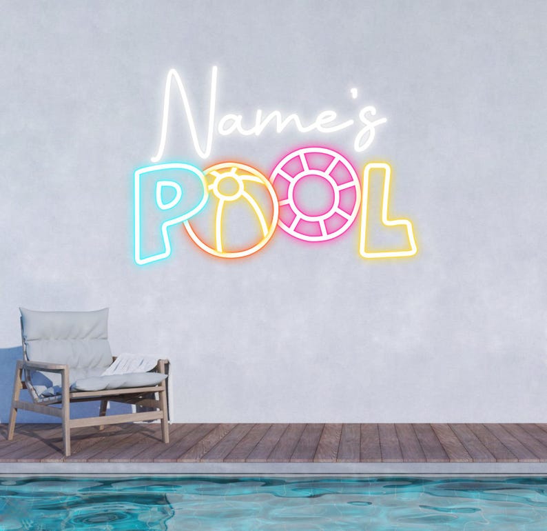 Custom Pool Neon Sign, Outdoor Patio Led Sign, Poolside Family Name ...
