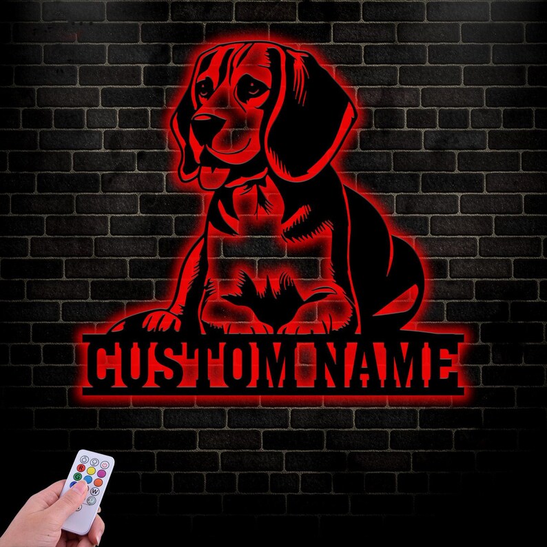 Personalized Metal Beagle Sign With LED Lights. Perfect for Dog Lovers ...