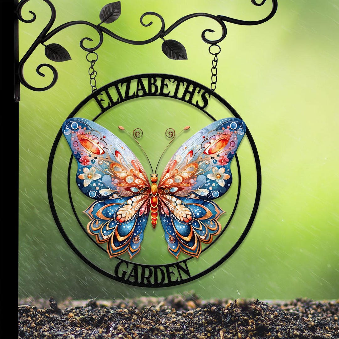 Custom Colored Butterfly Garden Sign, Butterfly Garden Sign ...