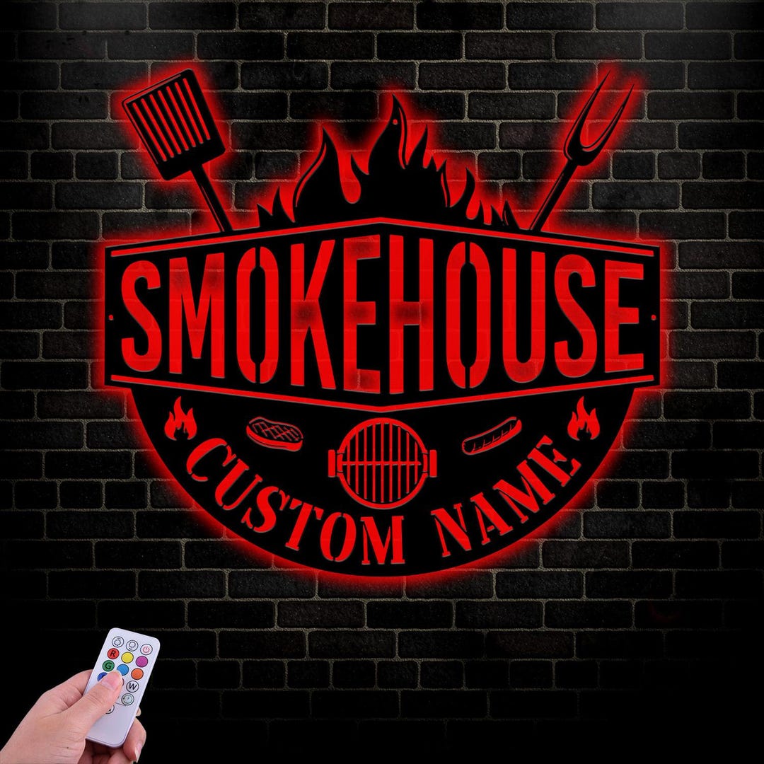 Custom Barbeque Metal Sign, Led Light Grill & Chill Sign, BBQ Signs ...