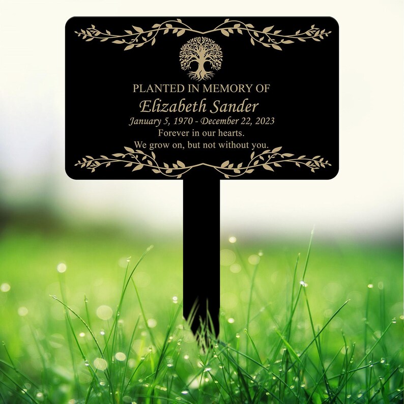 Custom Memorial Tree Plaque, Personalized Engraved Sign With Stake ...