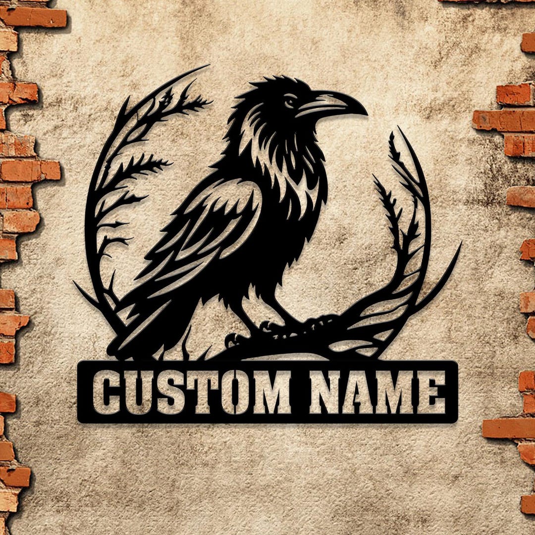 Personalized Raven Metal Sign With LED Lights – Custom Crow Name Art - Etsy