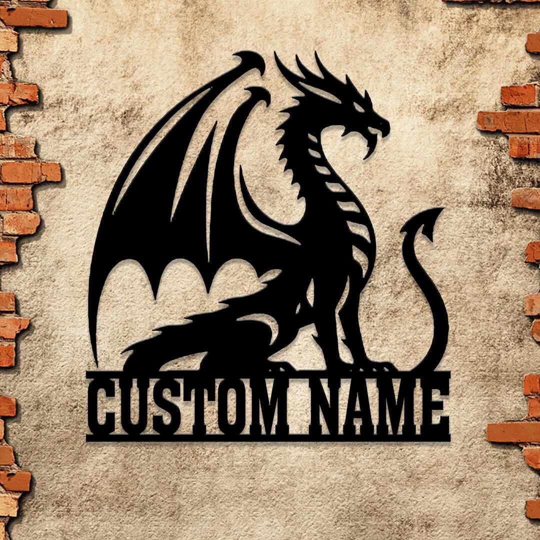 Custom Dragon Metal Sign: Led-lit Dragon Monogram, Perfect for ...