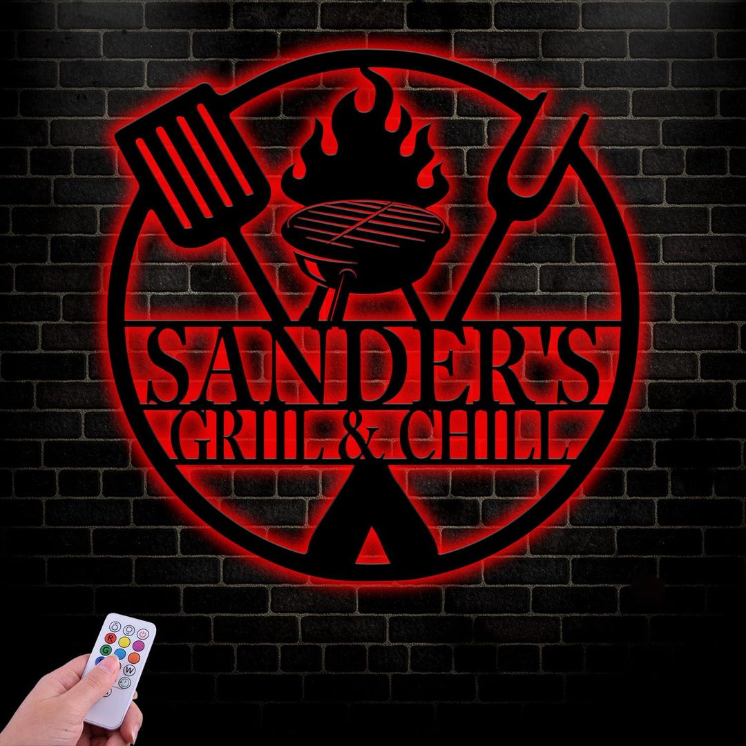 Personalized Backyard BBQ Metal Sign, Custom Outdoor Kitchen Sign, BBQ ...