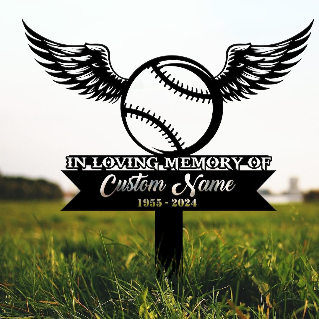Custom Baseball Memorial Plaque: Personalized With Wings, Perfect for ...