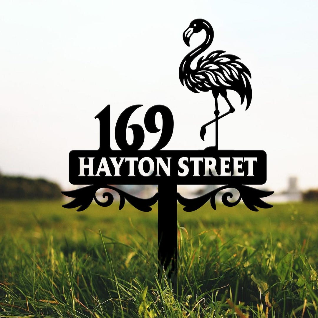 Personalized Flamingo Address Sign: House Number, Beach Flamingo Stake ...