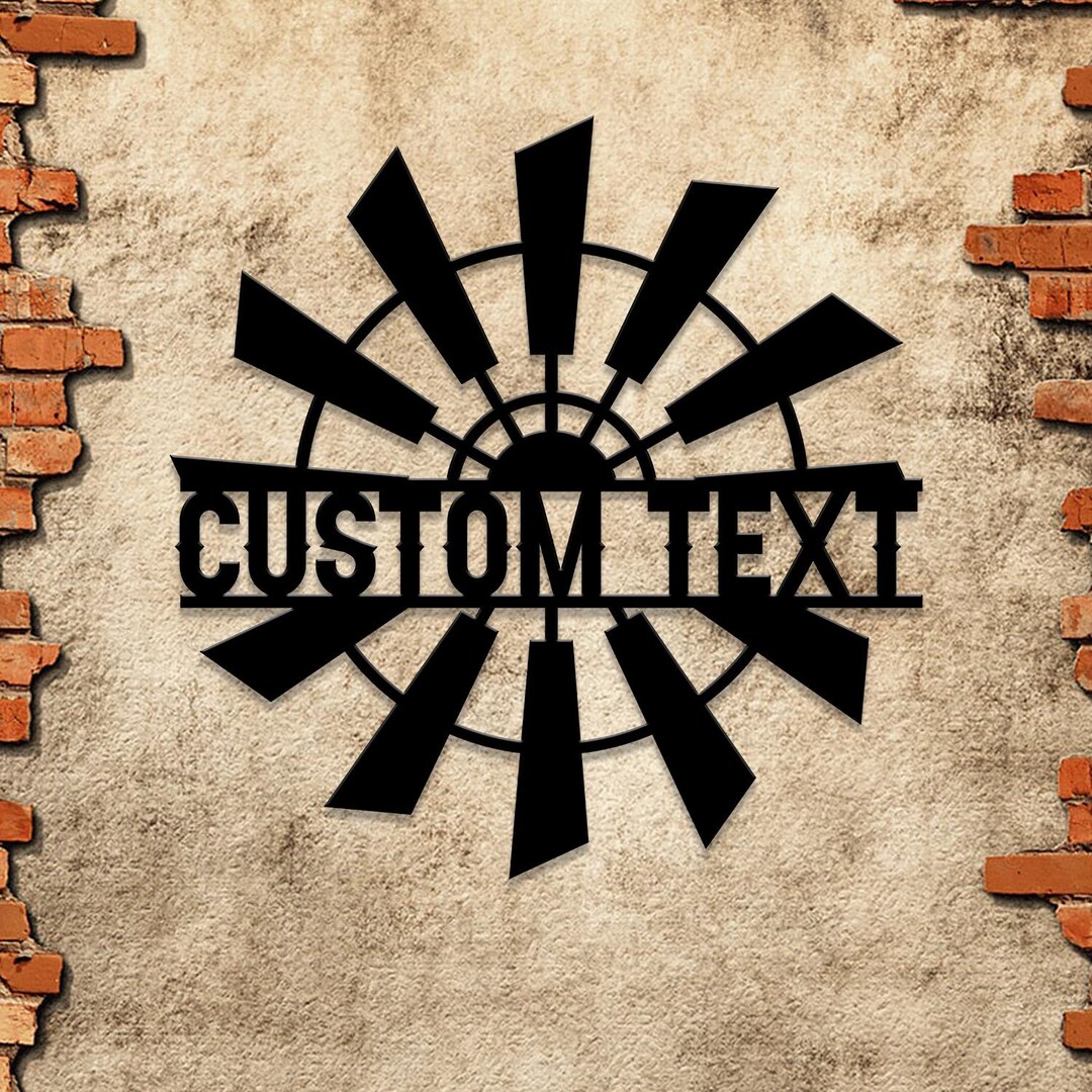Custom Windmill Metal Family Name Sign - Personalized Monogram Wall Art ...