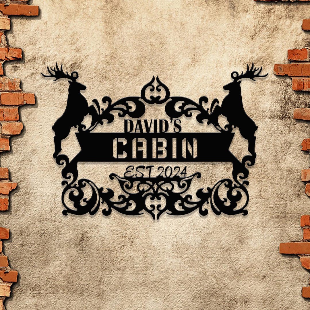 Personalized Deer Sign: Custom Cabin Sign, Family Name Sign. Ideal Gift ...