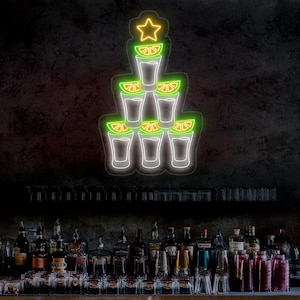 Shot Glass Neon Sign, Custom Bar Wall Light, Fun LED Sign for Party ...