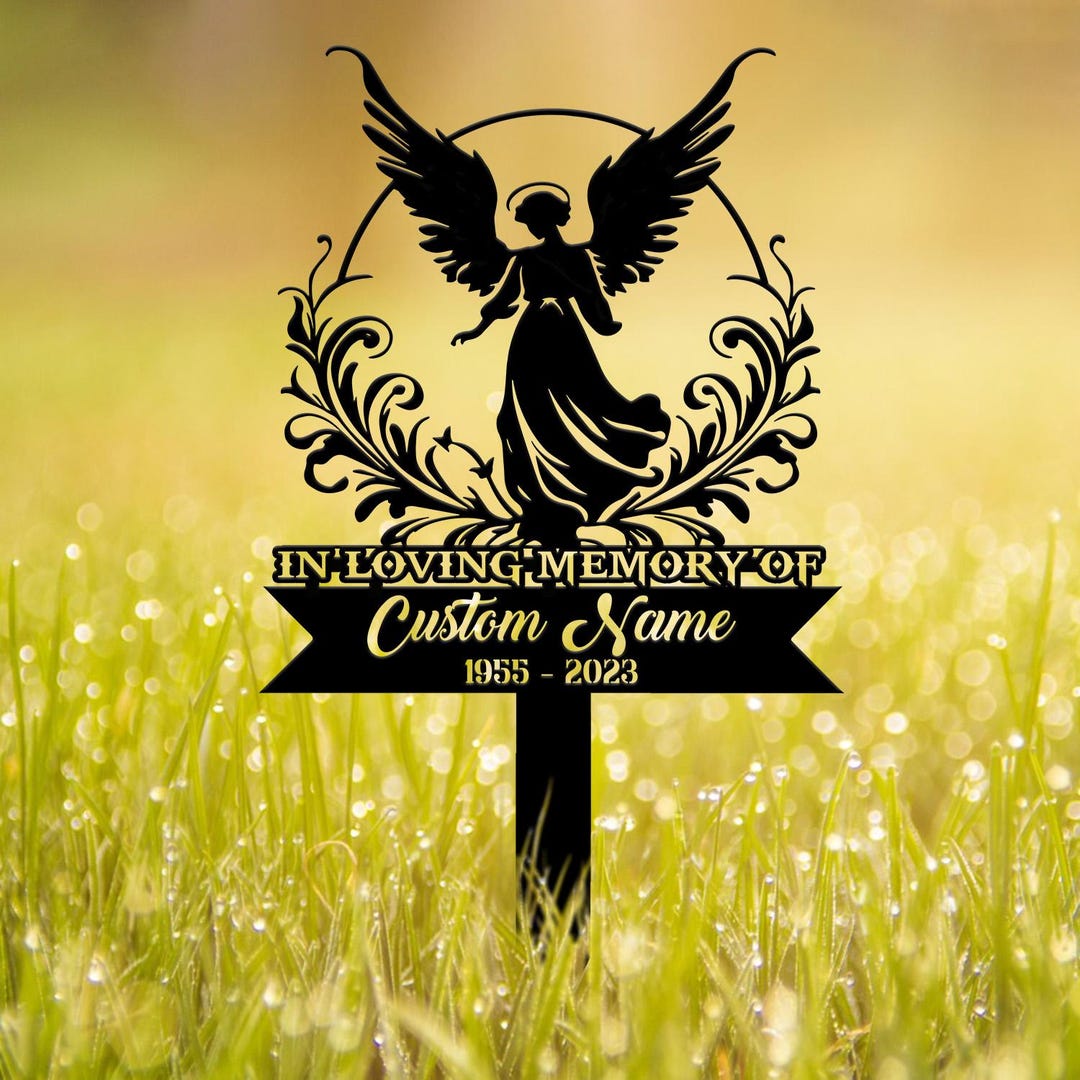 Custom Angel Memorial Plaque With Stake: Personalized Angel Grave ...