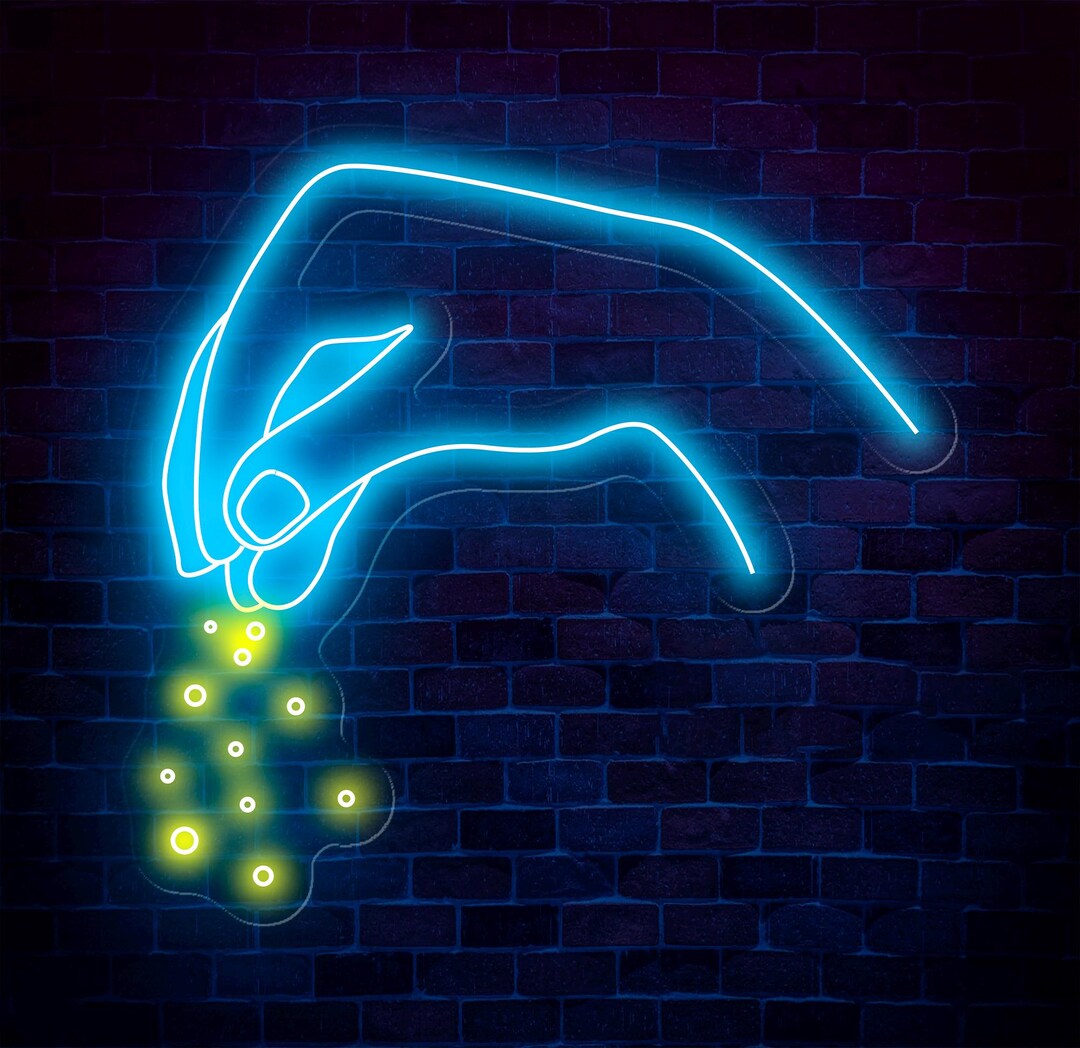 Chef’s Hand Neon Sign, Custom Kitchen LED Wall Light, Culinary ...