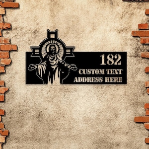 Personalized Jesus Christ Christian Metal Address Sign – Custom House ...