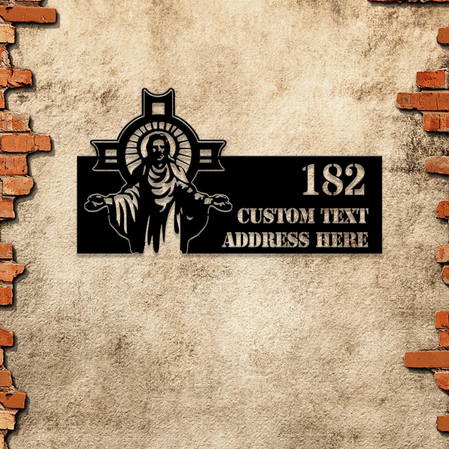 Personalized Jesus Christ Christian Metal Address Sign – Custom House ...