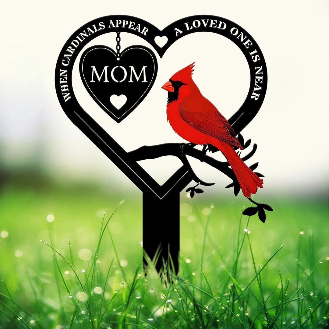 Custom Cardinal Garden Memorial Stake. Personalized Metal Grave Marker ...