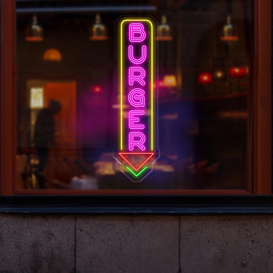 Burger Neon Sign, Custom LED Burger Restaurant Sign, Food & Drink Neon ...