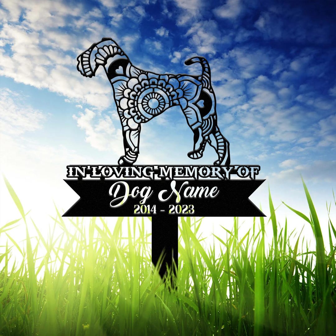 Personalized Airedale Terrier Mandala Garden Stake, Zentangle Yard Art ...