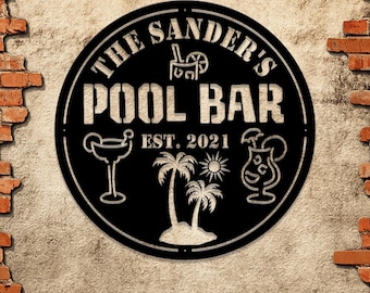 Personalized Backyard Pool Metal Sign LED, Outdoor Wall Decor, Pool ...
