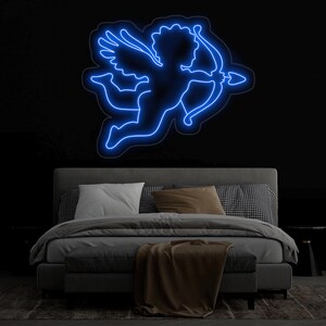Cupid Neon Sign - LED Angel With Bow and Arrow, Valentine’s Day Decor ...