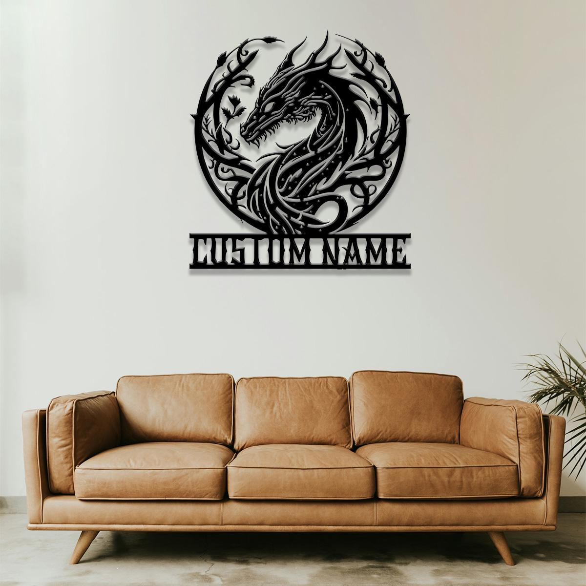 Custom Dragon Metal Art With LED Light: Personalized Dragon Name House ...