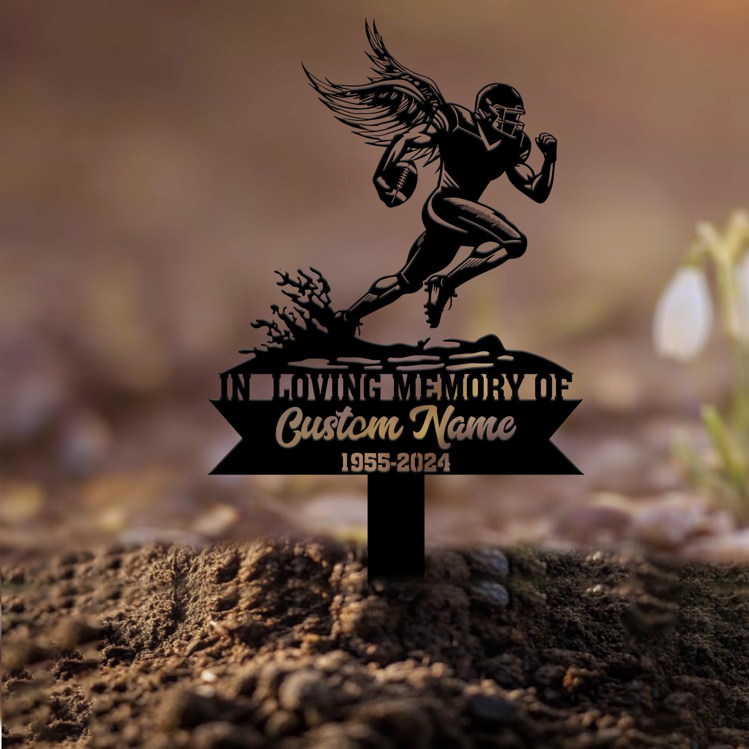 Personalized Football Player Memorial Plaque Stake: Custom Metal Cross ...