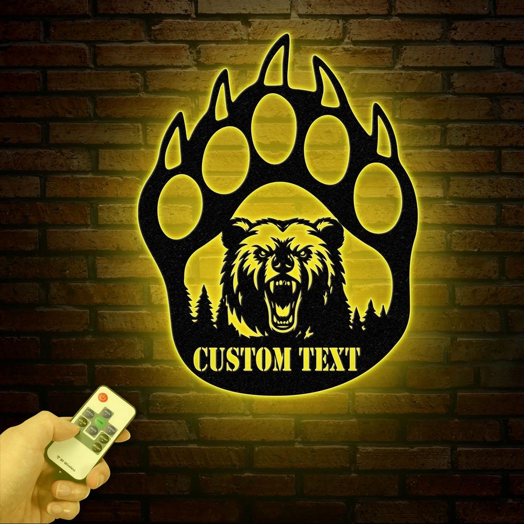 Custom Bear Hand Cabin Sign, Mountain Decor Personalized Metal Bear ...