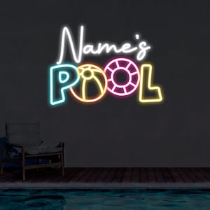 Custom Pool Neon Sign, Outdoor Patio Led Sign, Poolside Family Name ...