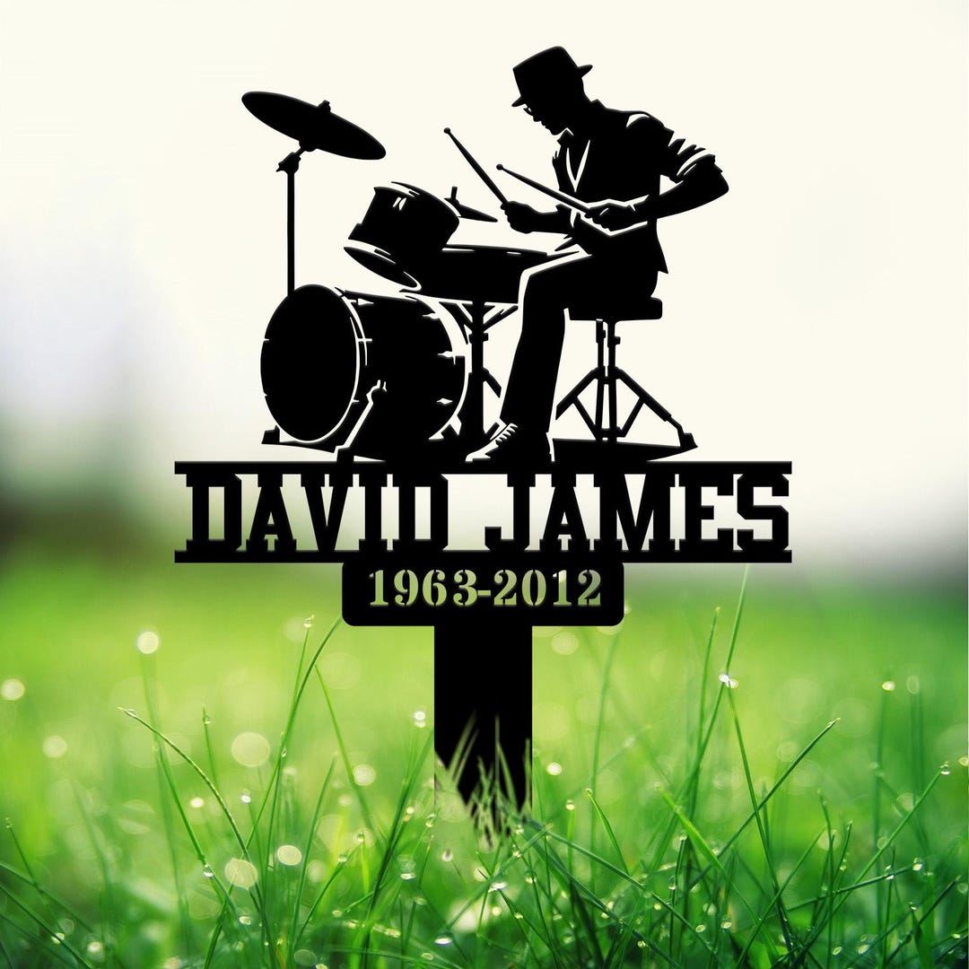 Custom Drummer Memorial Stake: Personalized Drum Player Name Sign ...
