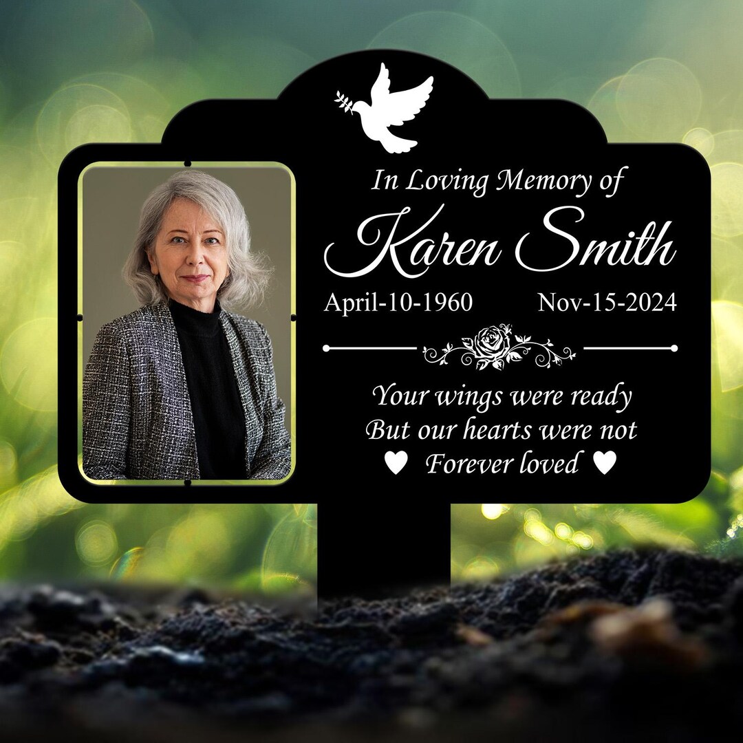 Custom Photo Grave Marker: Temporary Outdoor Memorial Plaque ...