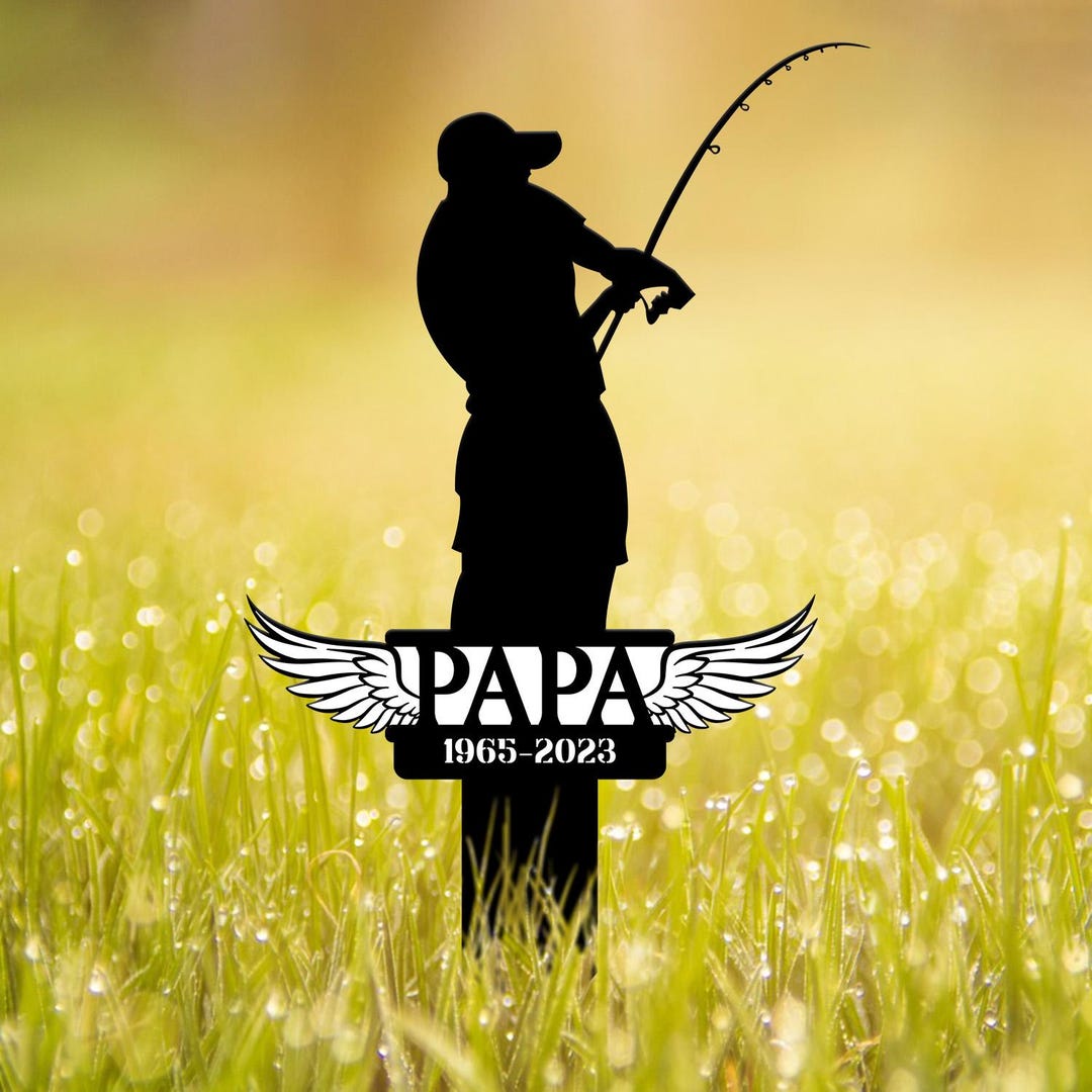 Personalized Fishing Memorial Stake Metal, Fisherman Memorial Gift ...