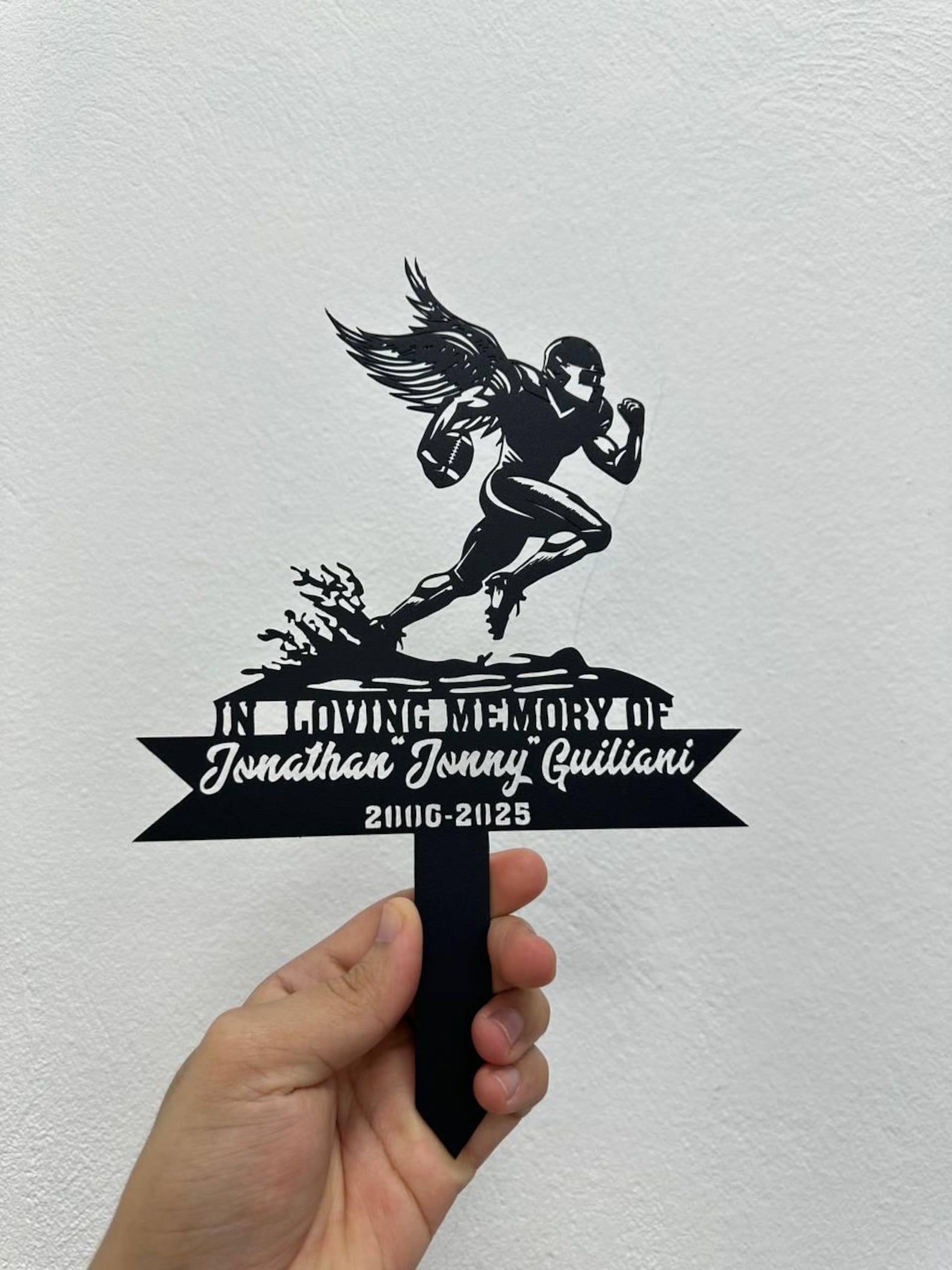 Personalized Football Player Memorial Plaque Stake: Custom Metal Cross ...