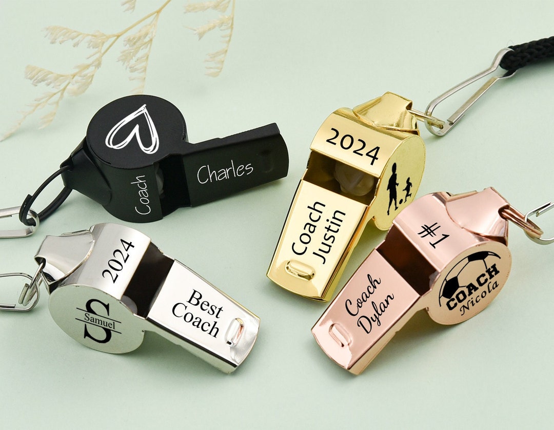 Personalized Engraved Stainless Steel Whistle Necklace: Coach Gift - Etsy
