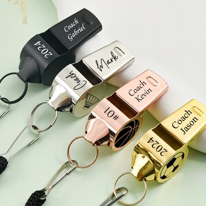 Personalized Engraved Stainless Steel Whistle Necklace: Coach Gift - Etsy