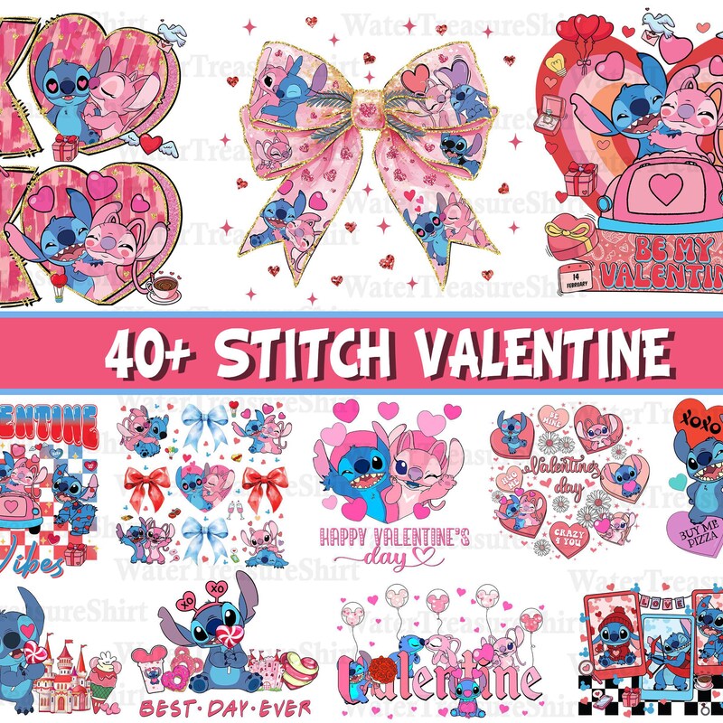 Stitch valentine svg - Etsy España