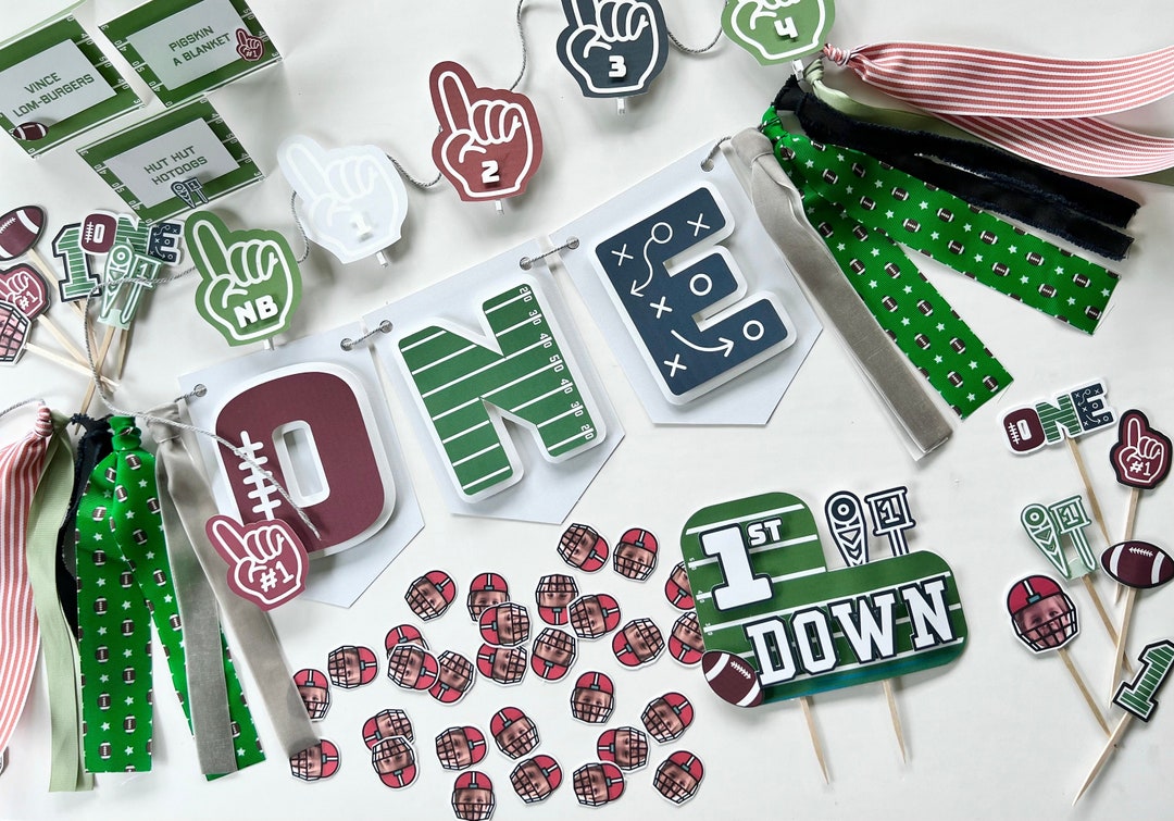 Football First Birthday Party Decor: Highchair Banner, Confetti - Etsy