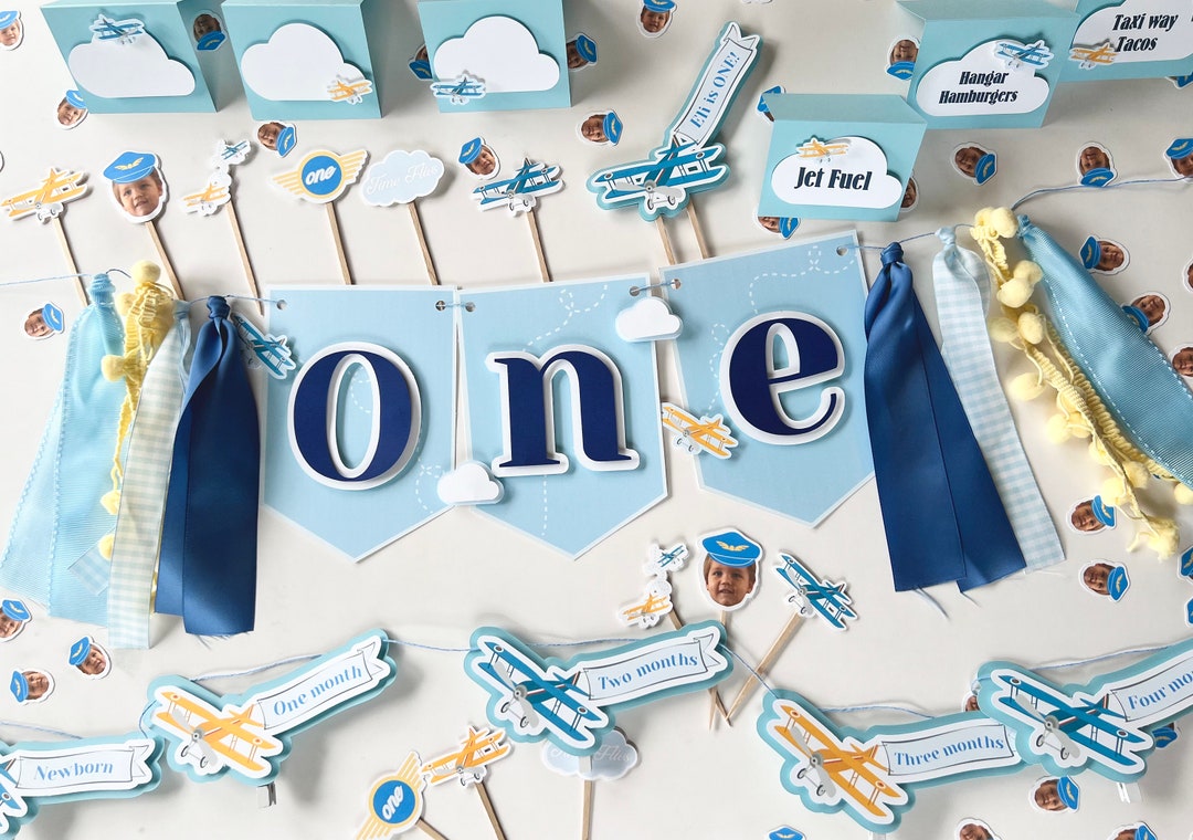 Vintage Airplane First Birthday Party Decorations: Custom Confetti ...