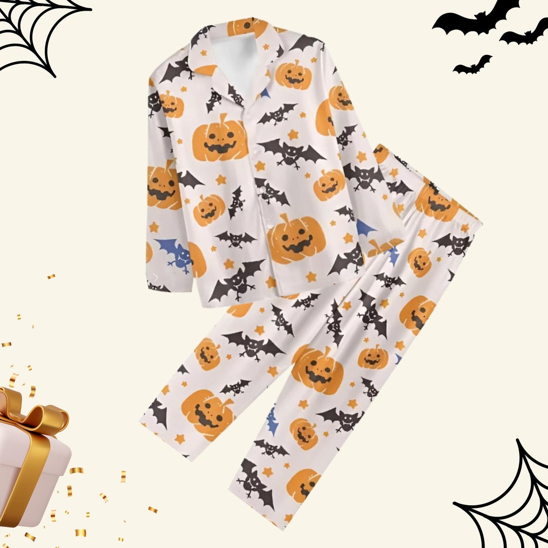 Cute Ghost Black Cat Pajamas, Fall Witch Cat Ghost Boo Pumpkin Holiday ...