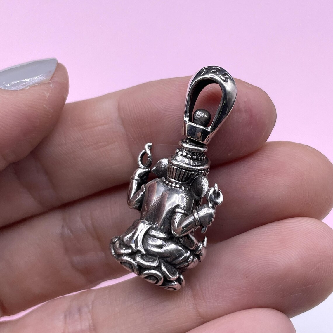 Sterling Silver Ganesh Pendant: Hindu God Necklace - Etsy