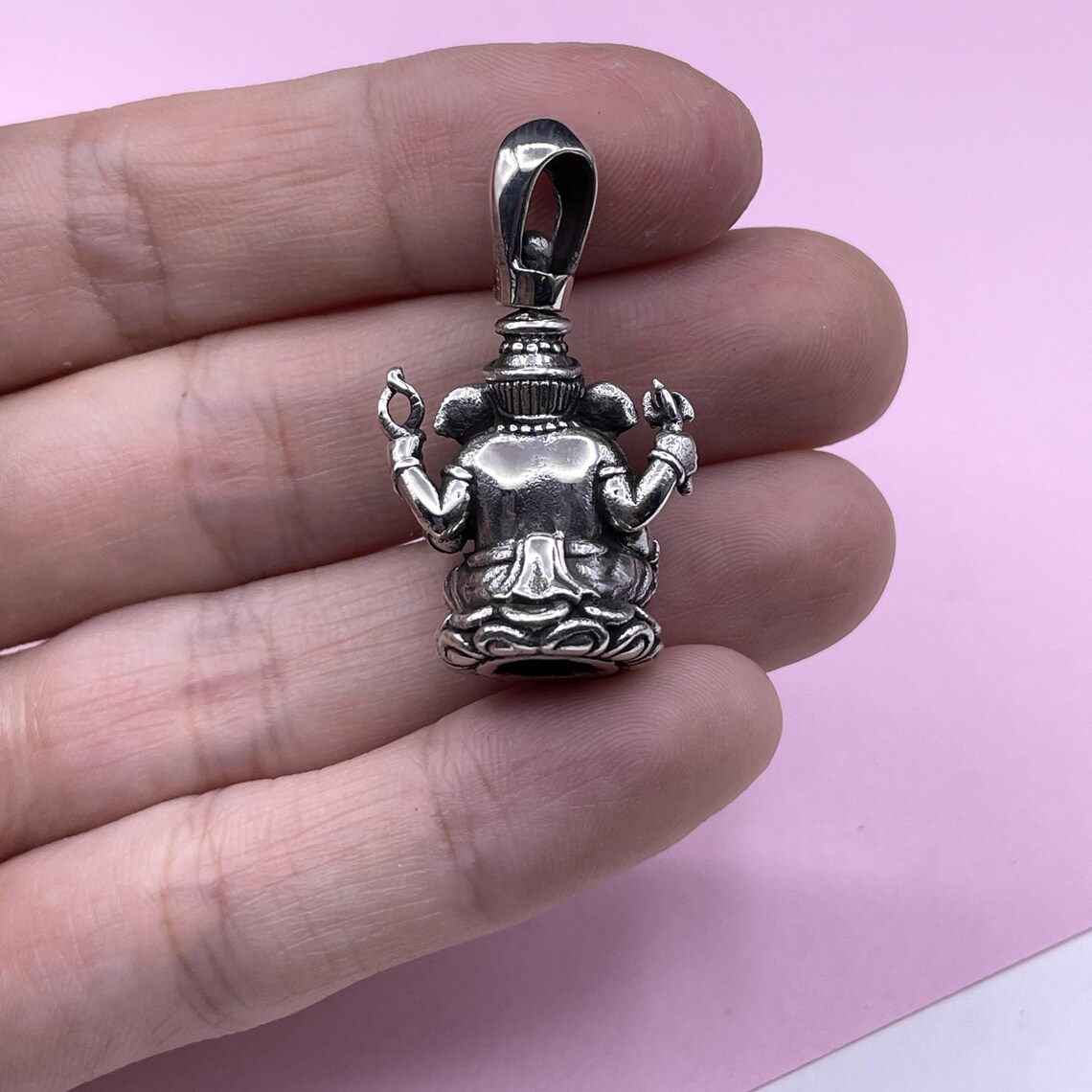 Sterling Silver Ganesh Pendant: Hindu God Necklace - Etsy