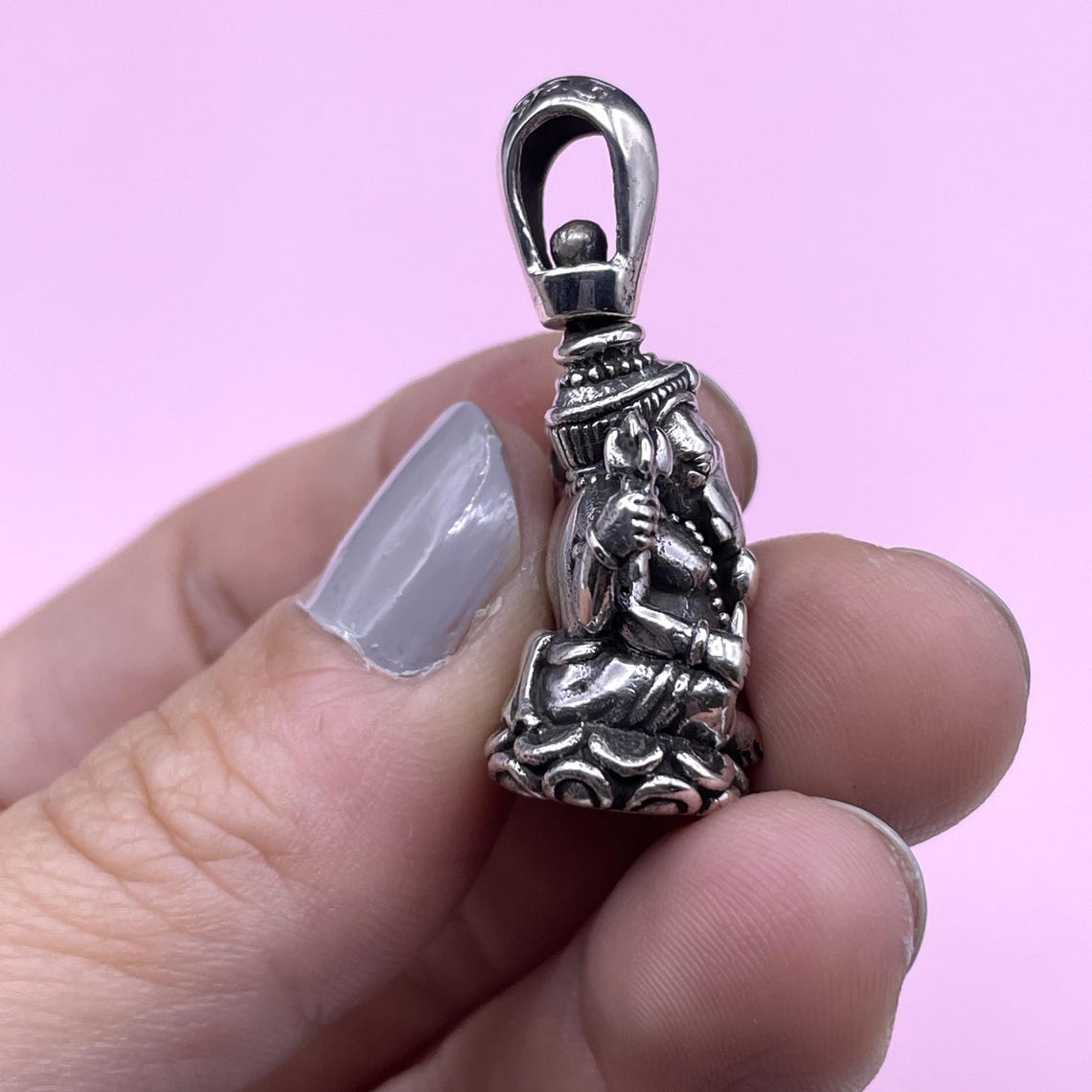 Sterling Silver Ganesh Pendant: Hindu God Necklace - Etsy