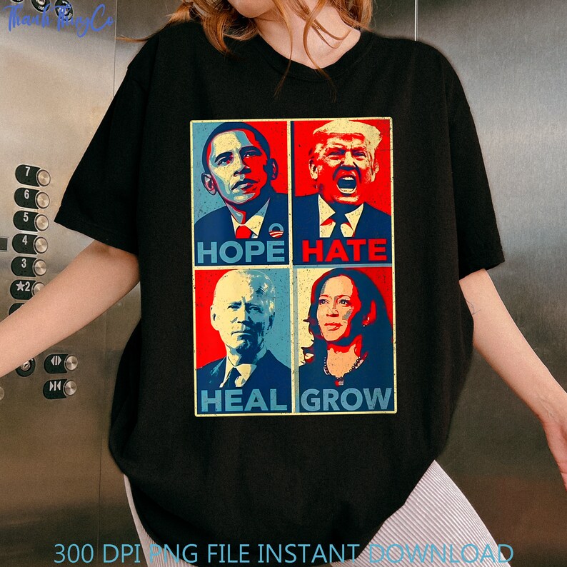 Hope Hate Heal Grow Png, Kamala Harris Support Png, 2024 American ...