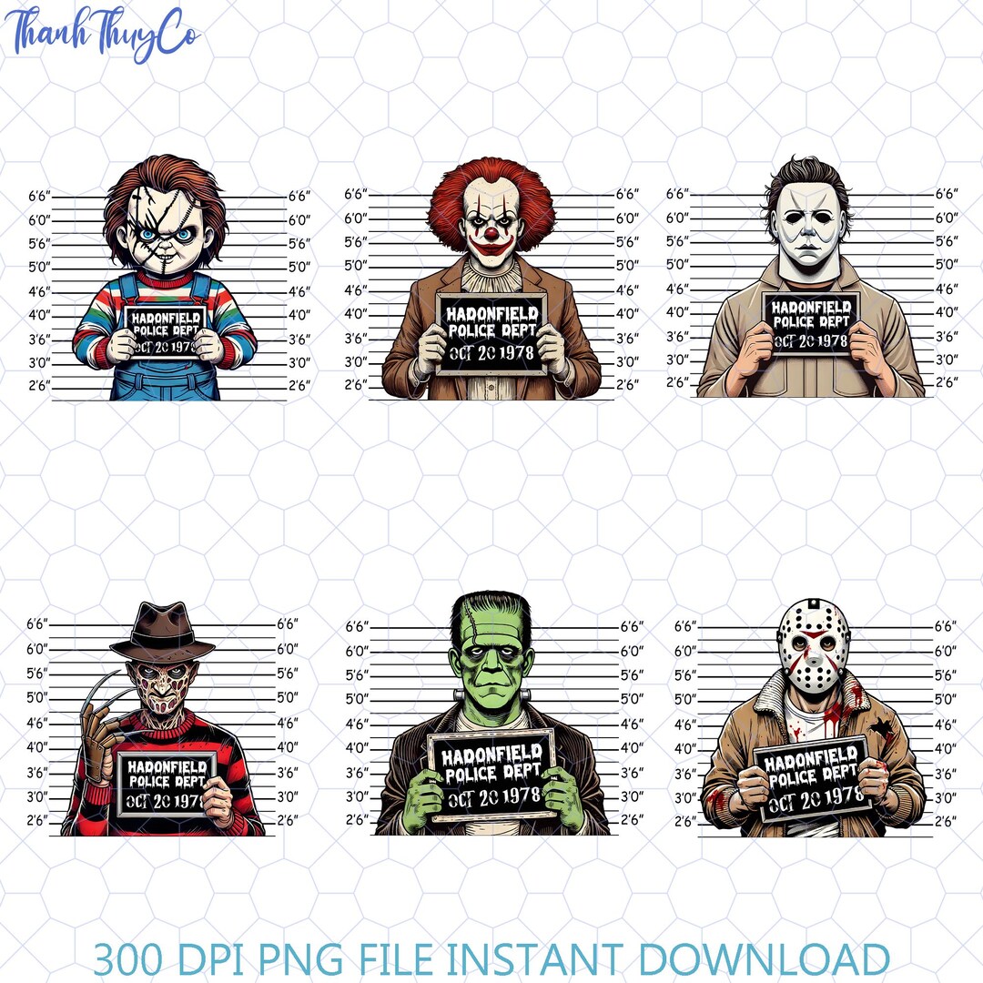 Horror Mugshot Bundle Png, Horror Movie Png, Horror Halloween Png ...