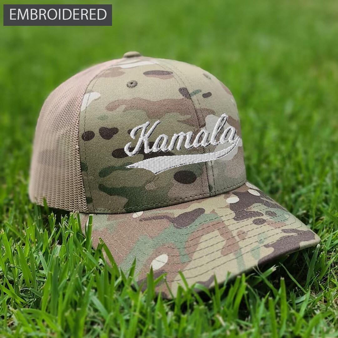 Kamala Harris Vintage Classic Embroidered Camo Hat, Tim Walz, Harris ...