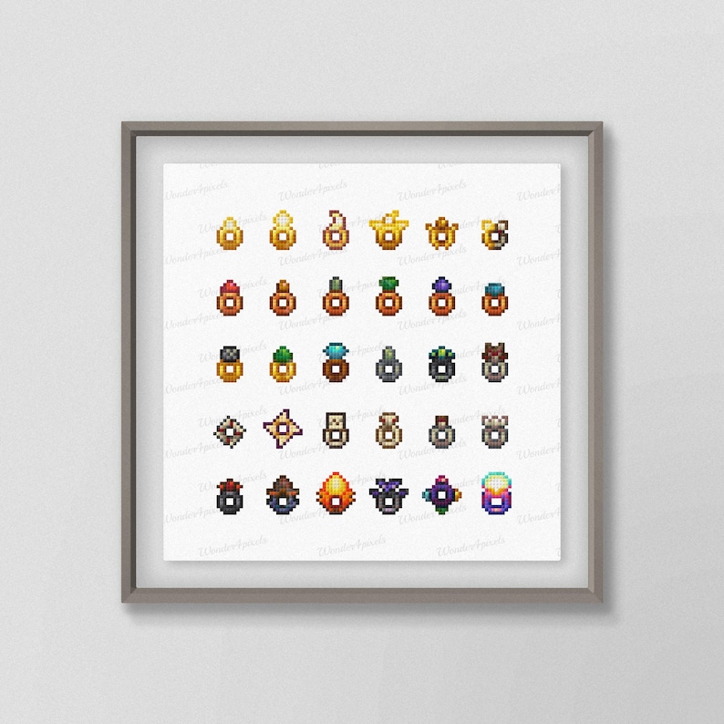 Digital Download Stardew Valley Rings Collection Cross Stitch Pattern ...