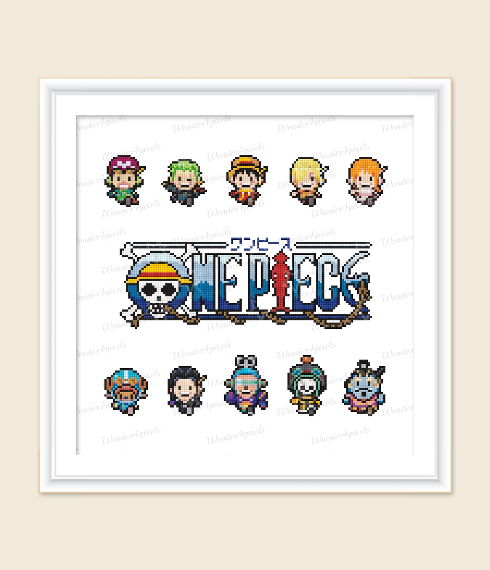 One Piece Straw Hat Crew Luffy Egghead Logo Anime Cross Stitch Pattern ...