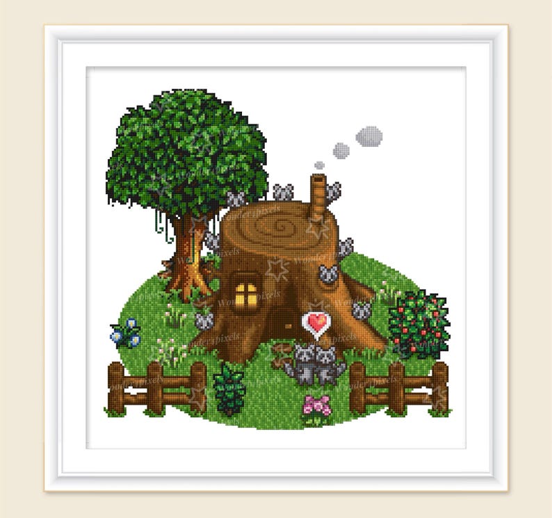 1.6 Update Stardew Valley Cross Stitch Pattern Raccoon Family Giant ...