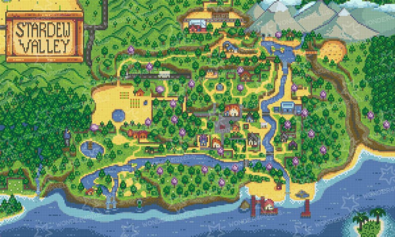 Nueva actualización del mapa 1.6 de Stardew Valley Patrón de punto de ...