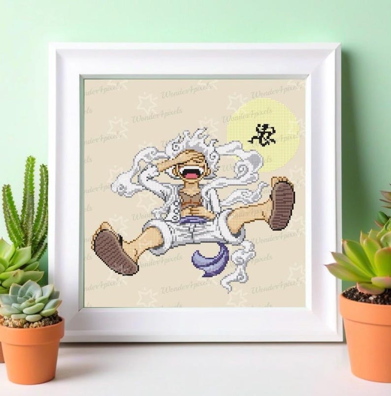 One Piece Luffy Gear 5 Anime Cross Stitch Pattern. Digital PDF Instant ...