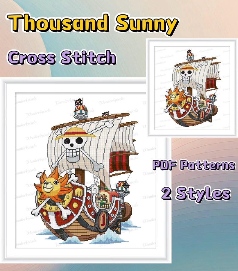 One Piece Cross Stitch Pattern: Thousand Sunny Anime Ship (digital PDF ...
