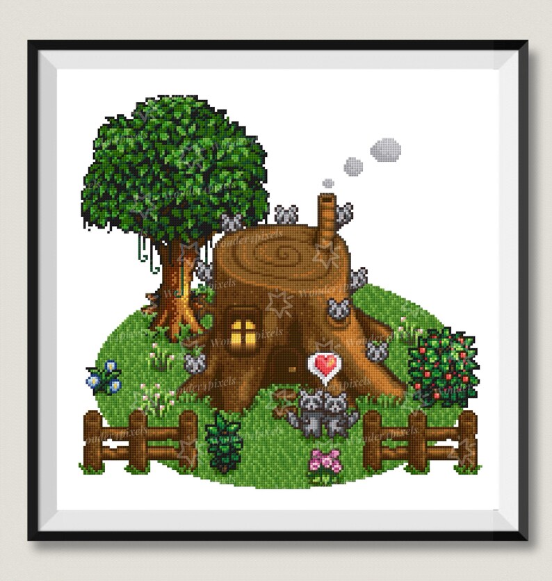 1.6 Update Stardew Valley Cross Stitch Pattern Raccoon Family Giant ...